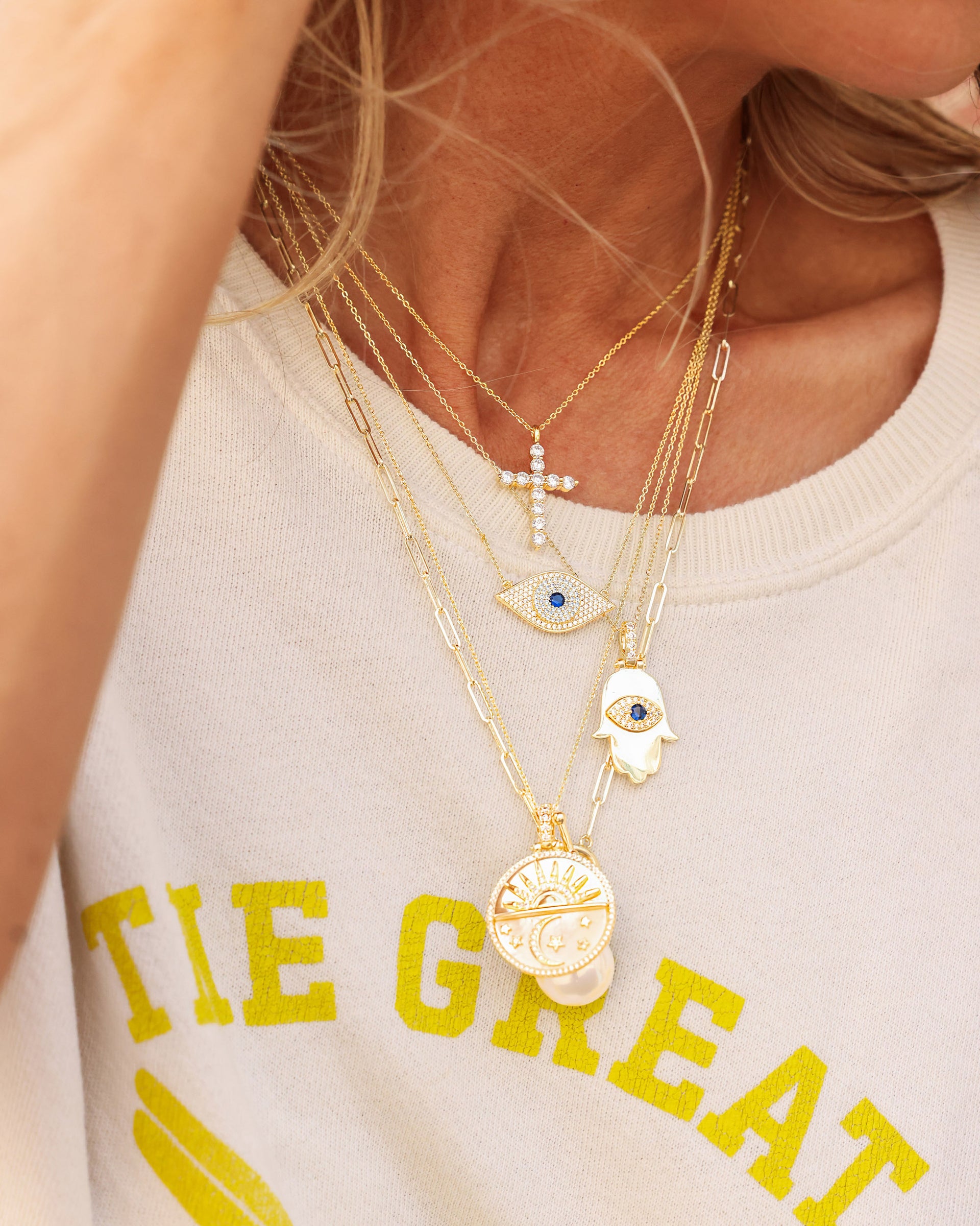 New Beginnings Gold Medallion Mother of Pearl Necklace – Melinda Maria ...