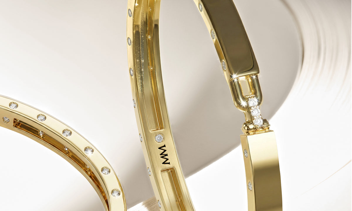 Ashley Rodeo Lock Cuff 9mm - Gold|White Diamondettes