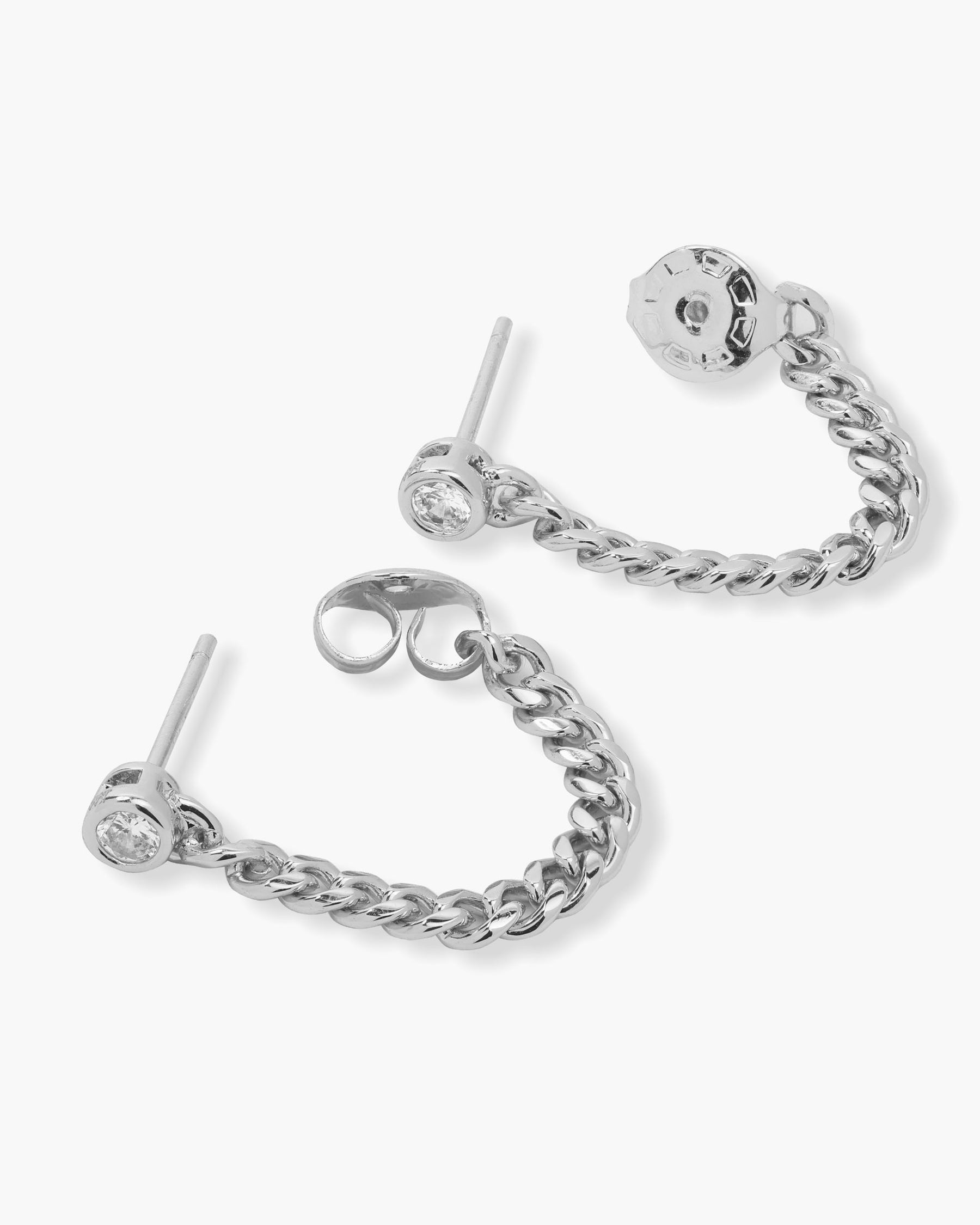 Baby Julian Chain Hoops - Silver Simulated Diamond