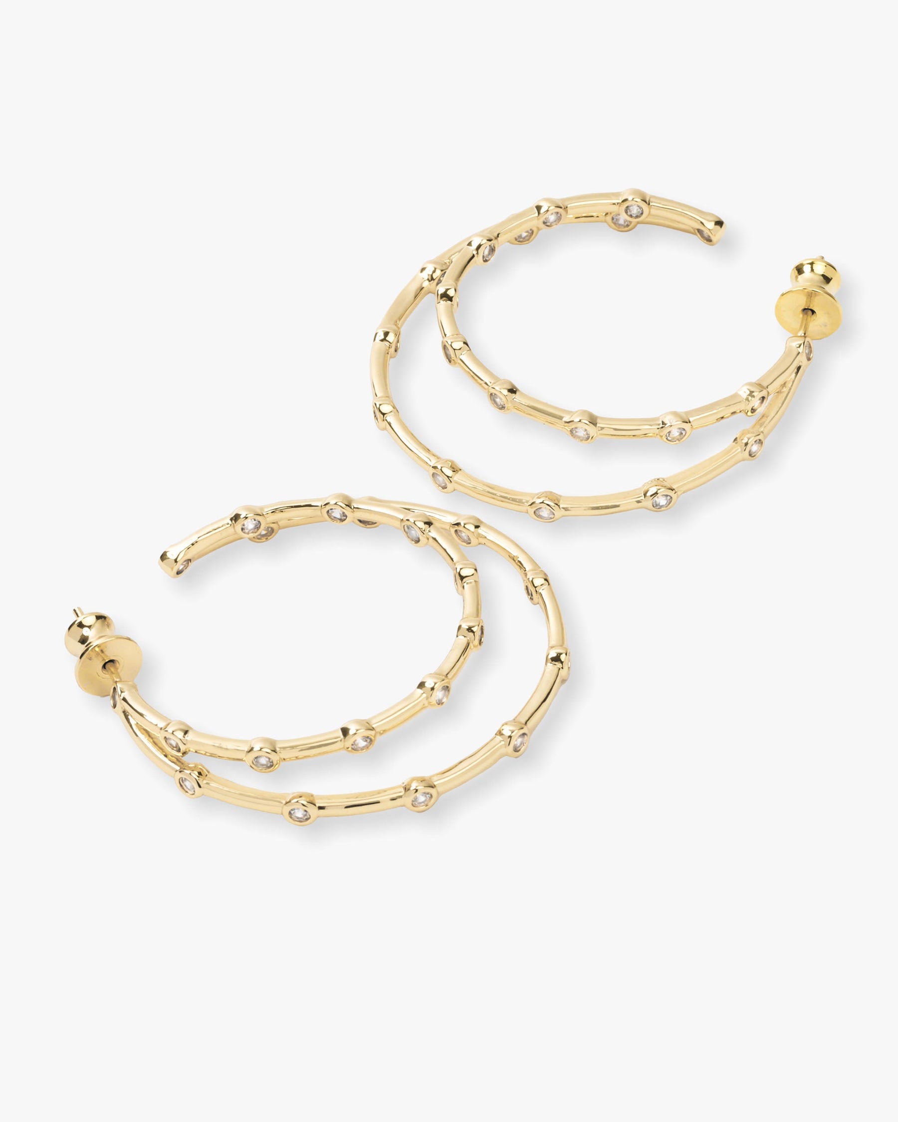 Big Ass Double Hoops - Gold Statement Simulated Diamond