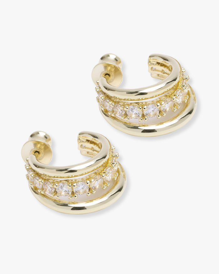 Oh She Fancy - Chunky Gold & Simulated Diamond Hoop (0.7")