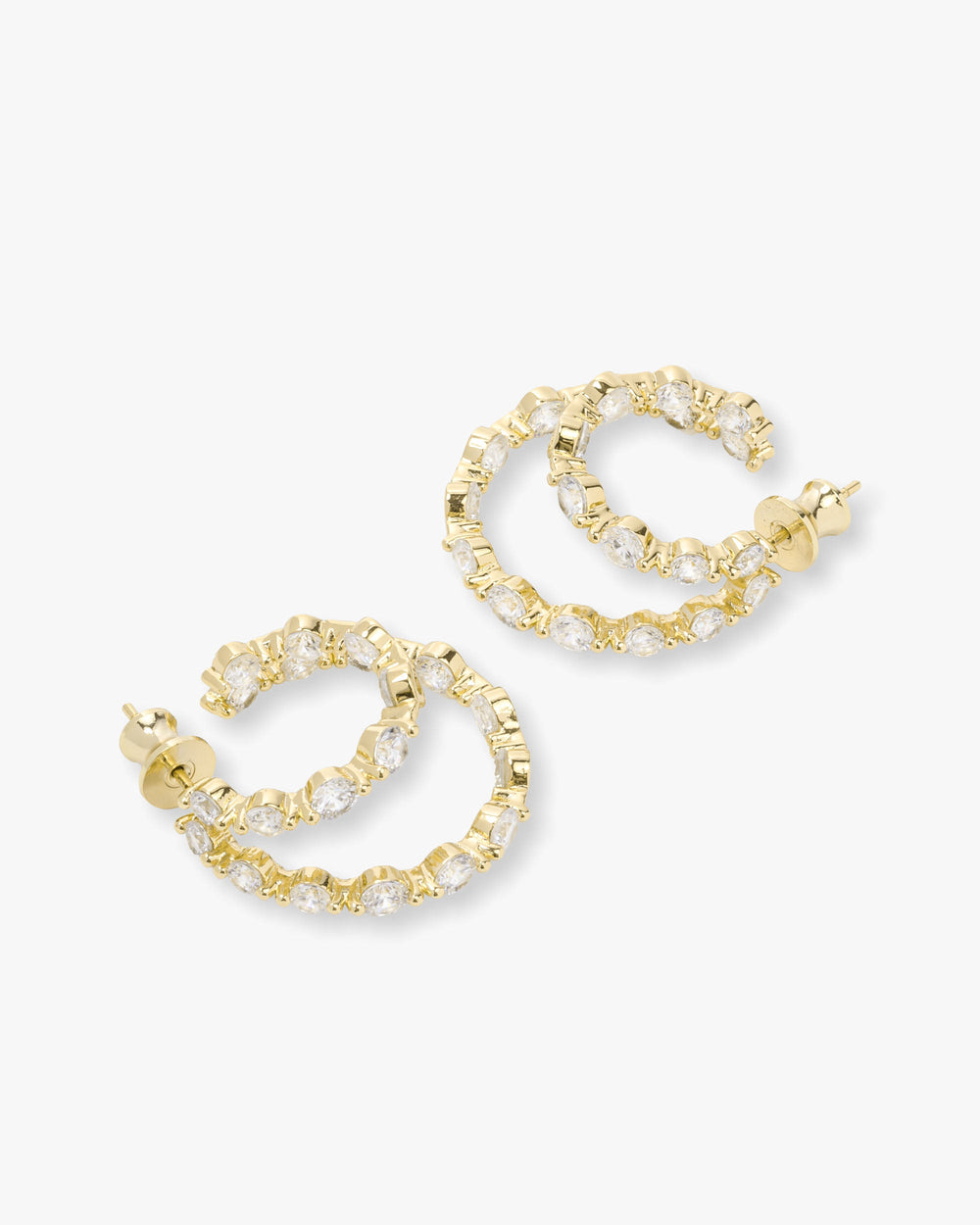 She's an Icon Double Hoops - Gold|White Diamondettes – Melinda Maria ...
