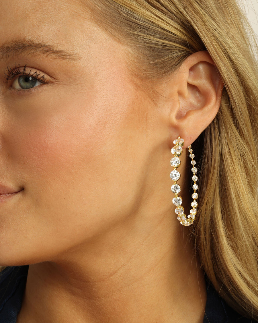 She's an Icon Hoops 2" - Silver|White Diamondettes – Melinda Maria Jewelry