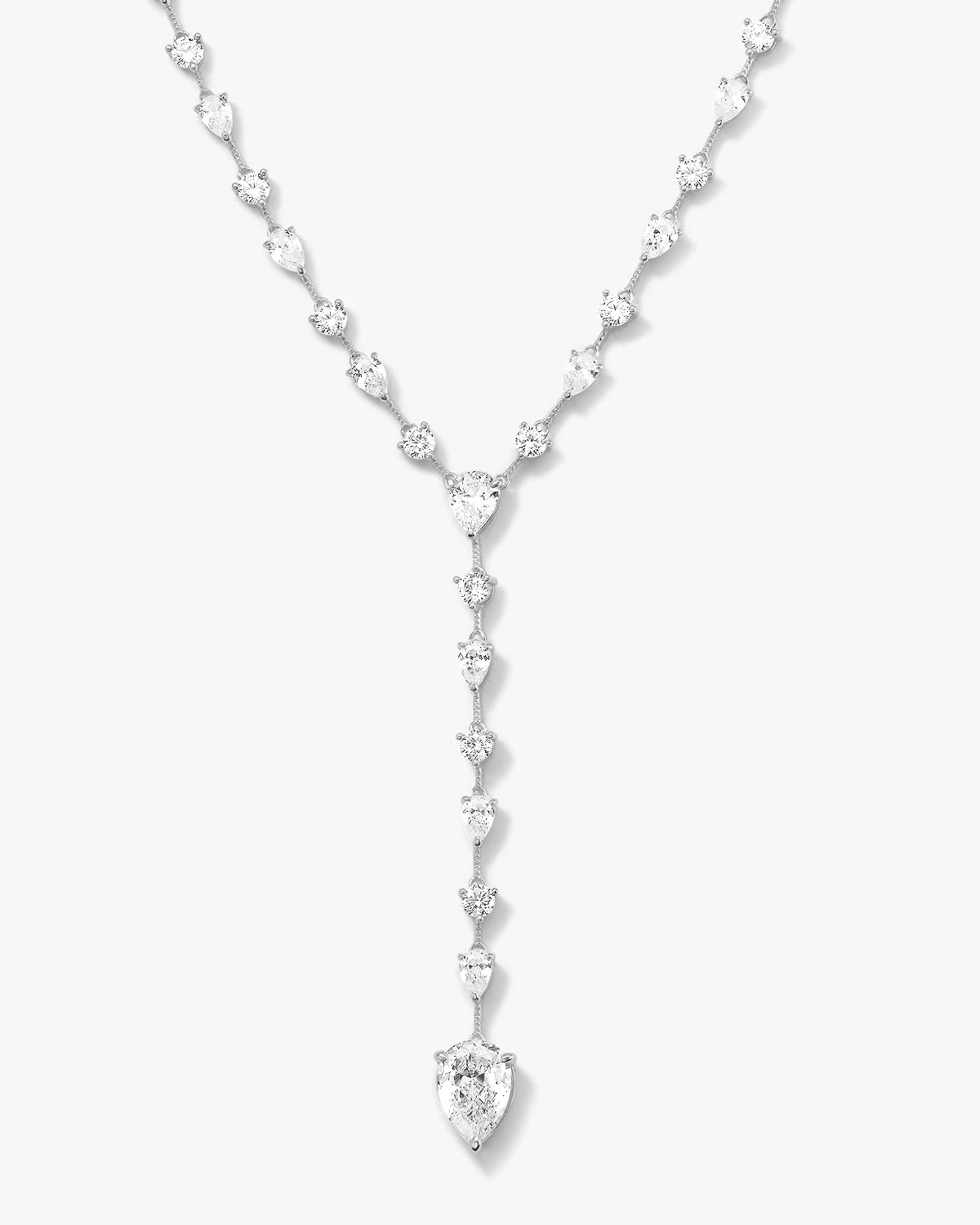 "F-ing Gorgeous" Lariat - Silver|White Diamondettes