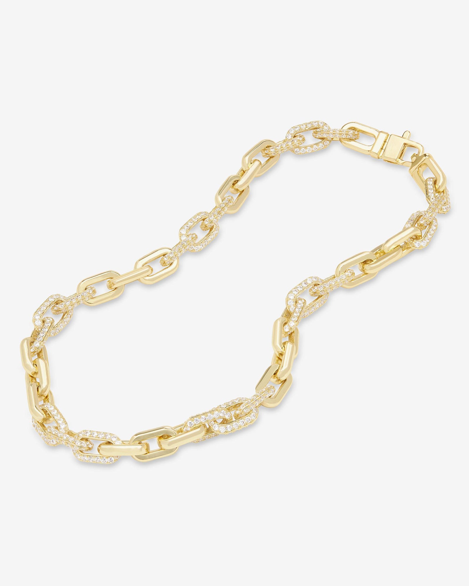 Frankie Pavé Chain Necklace 10mm - Gold|White Diamondettes – Melinda ...
