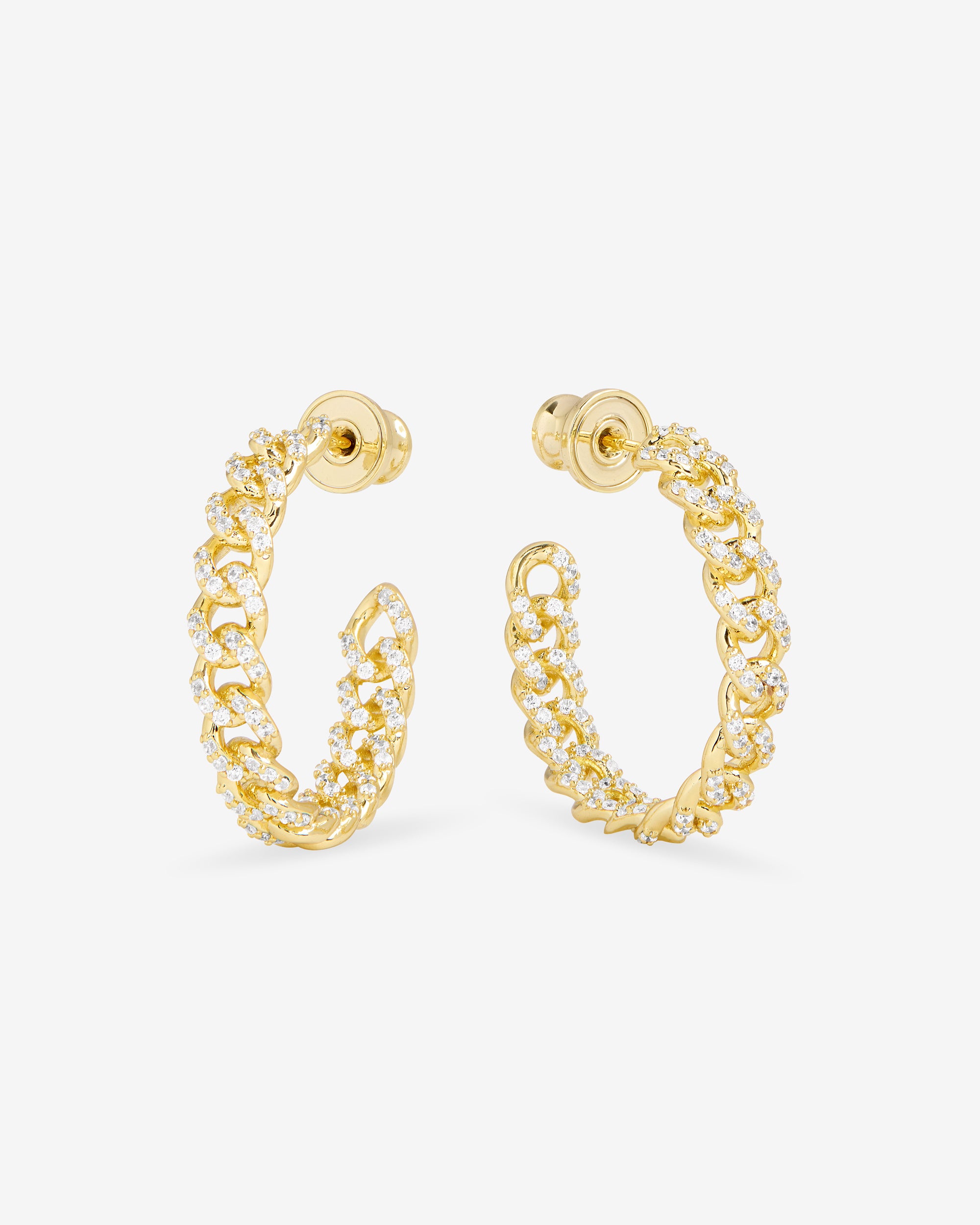 Pavé Julian Chain Hoops 1" - Chunky Gold Statement