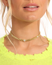 Julian Triple Diamond Choker - Gold|White Diamondettes