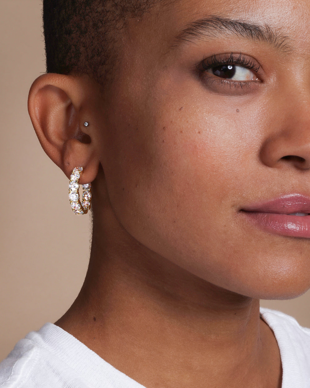 "Oh SHE Fancy" Hoops 1" - Silver|White Diamondettes – Melinda Maria Jewelry