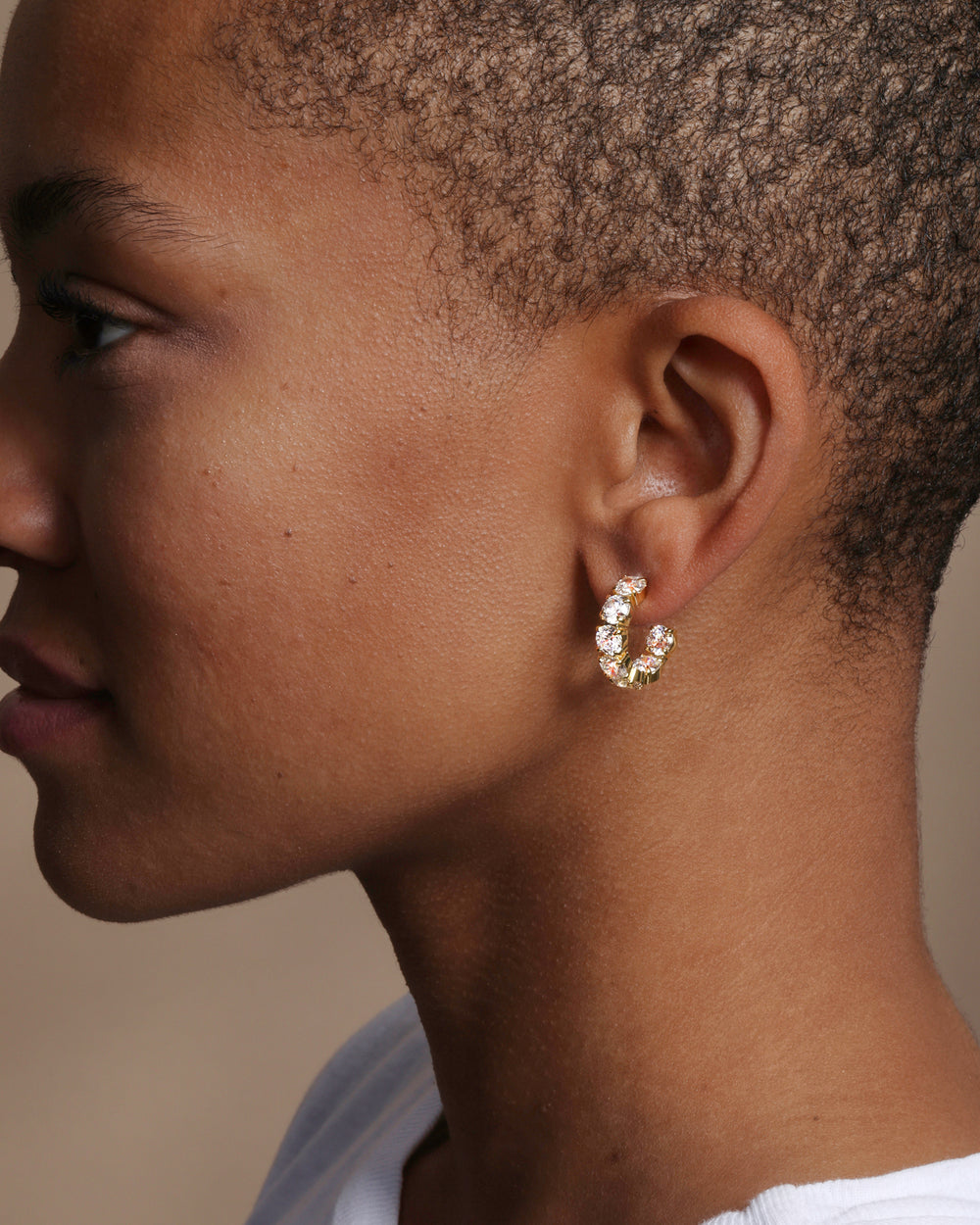 "Oh She Fancy" Hoops .75" - Gold|White Diamondettes