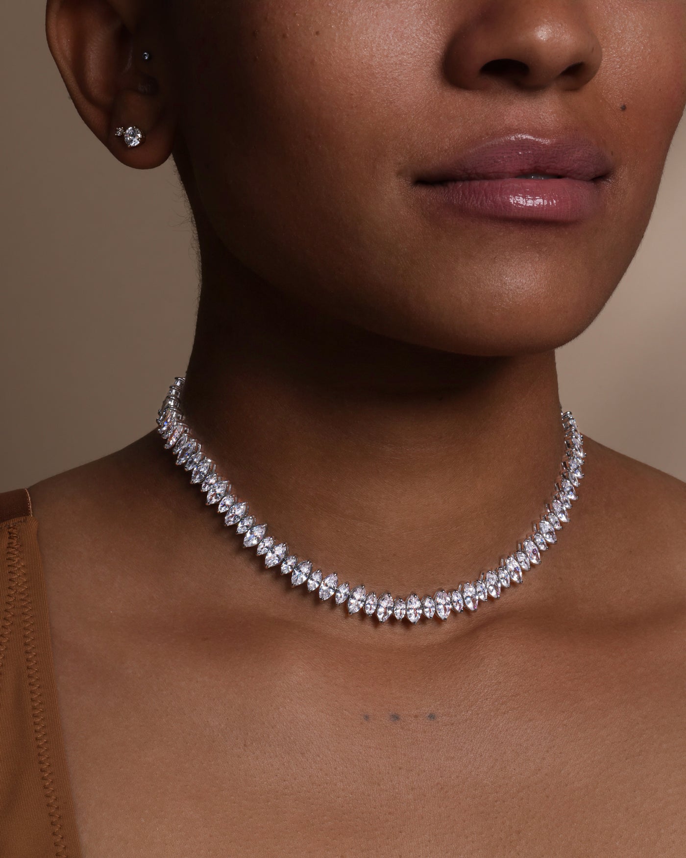"She's So Fine" Choker - Silver|White Diamondettes – Melinda Maria Jewelry