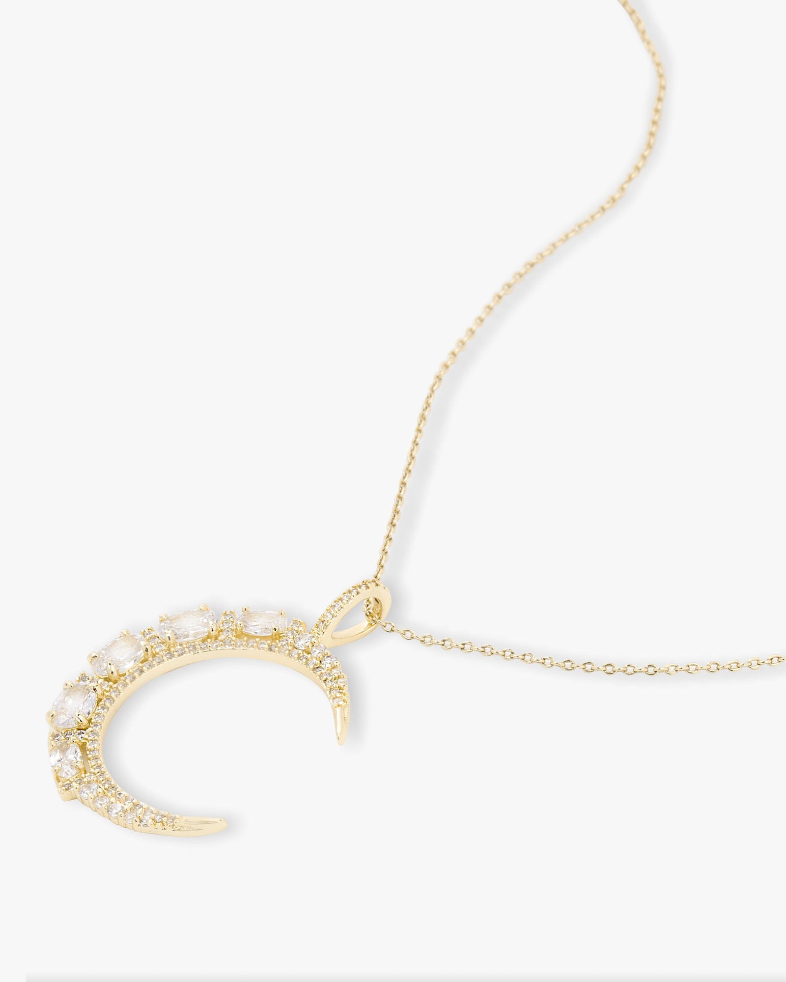 She's an Icon Moon Necklace - Gold|White Diamondettes – Melinda Maria ...