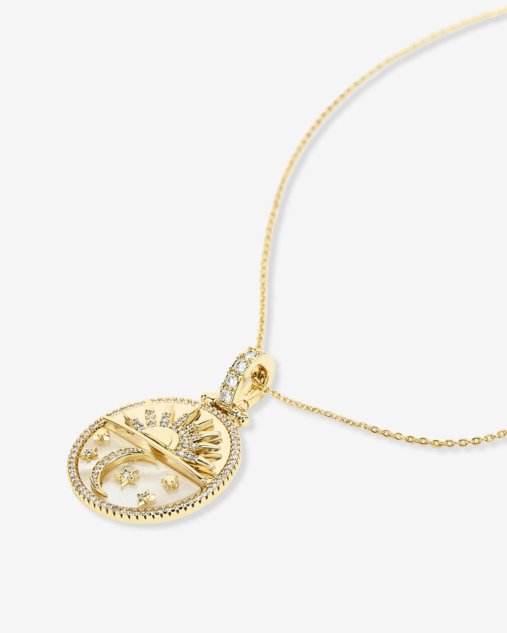 New Beginnings Gold Medallion Mother of Pearl Necklace – Melinda Maria ...