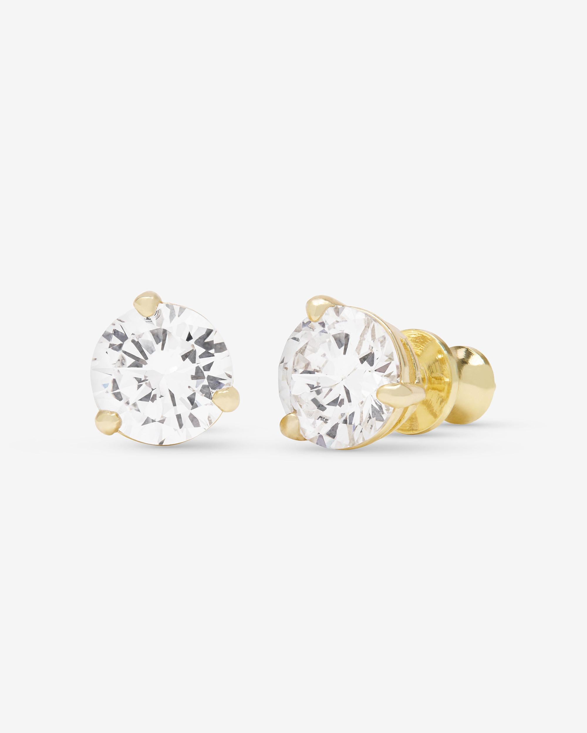 Not Your Basic 8mm Studs - Gold|White Diamondettes