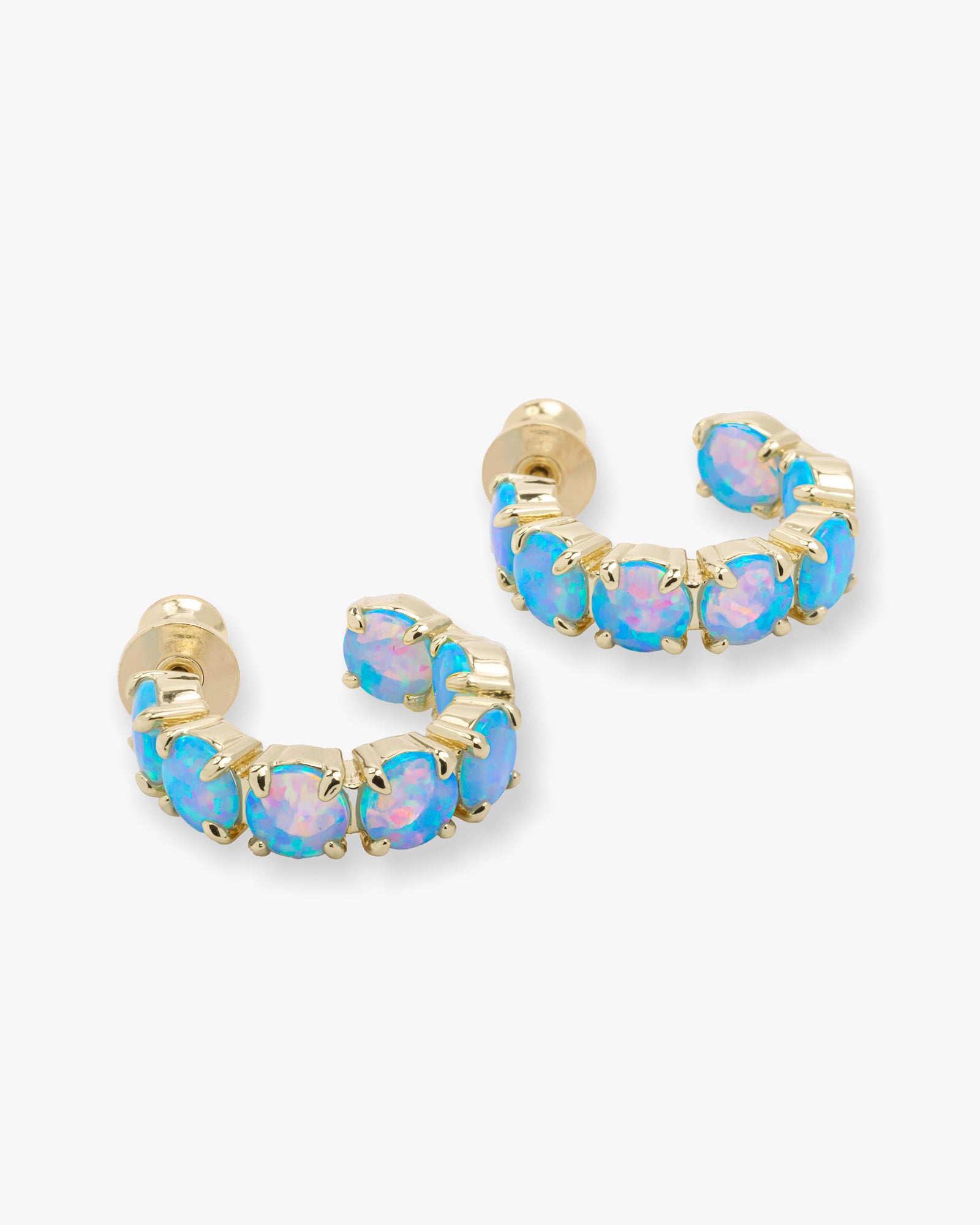 "Oh SHE Fancy" Opal Hoops .75" - Gold|Blue Opal – Melinda Maria Jewelry