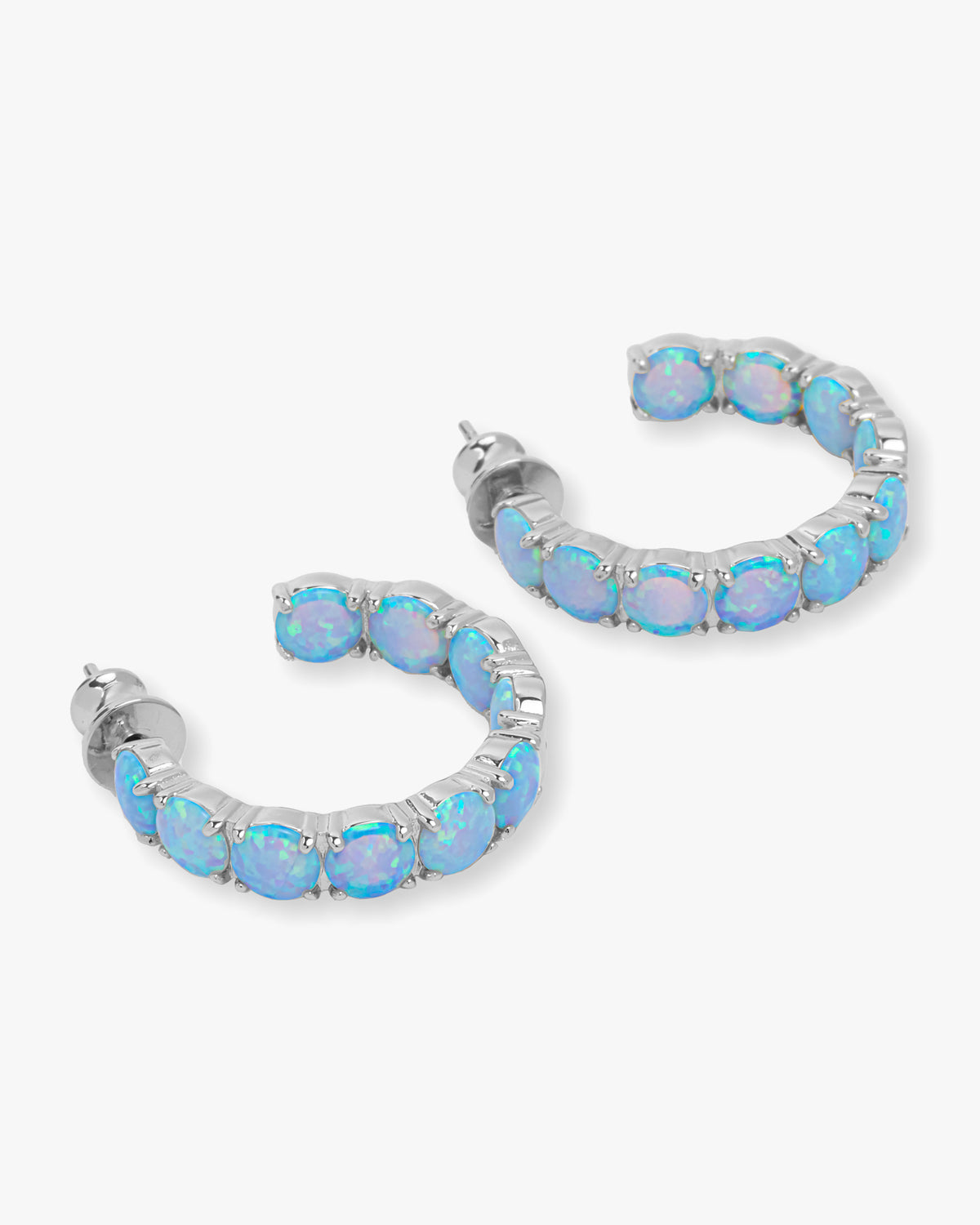 "Oh She Fancy" Hoops 1" - Silver|Blue Opal – Melinda Maria Jewelry