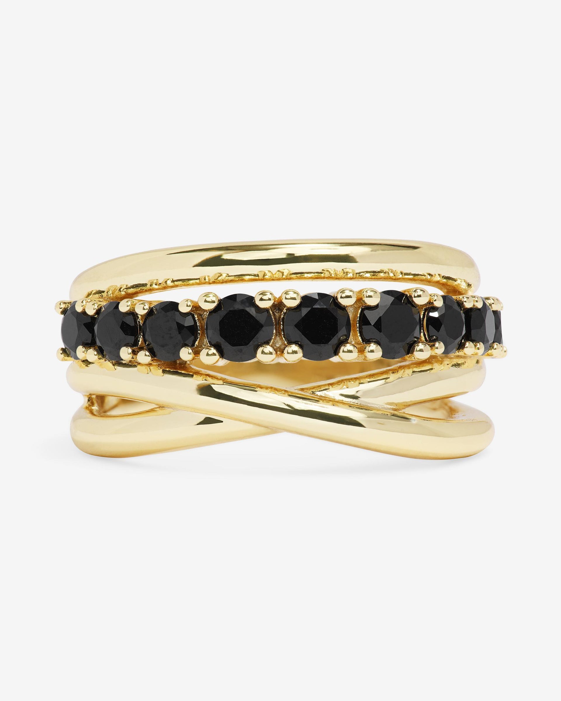 "Oh She Fancy" Stacked Gold Ring with Black Simulated Diamonds ...