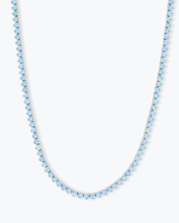 Not Your Basic Tennis Necklace 16" - Silver|Blue Opal – Melinda Maria Jewelry
