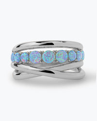 "Oh She Fancy" Stacked Blue Opal Ring - Silver|Blue Opal – Melinda Maria Jewelry