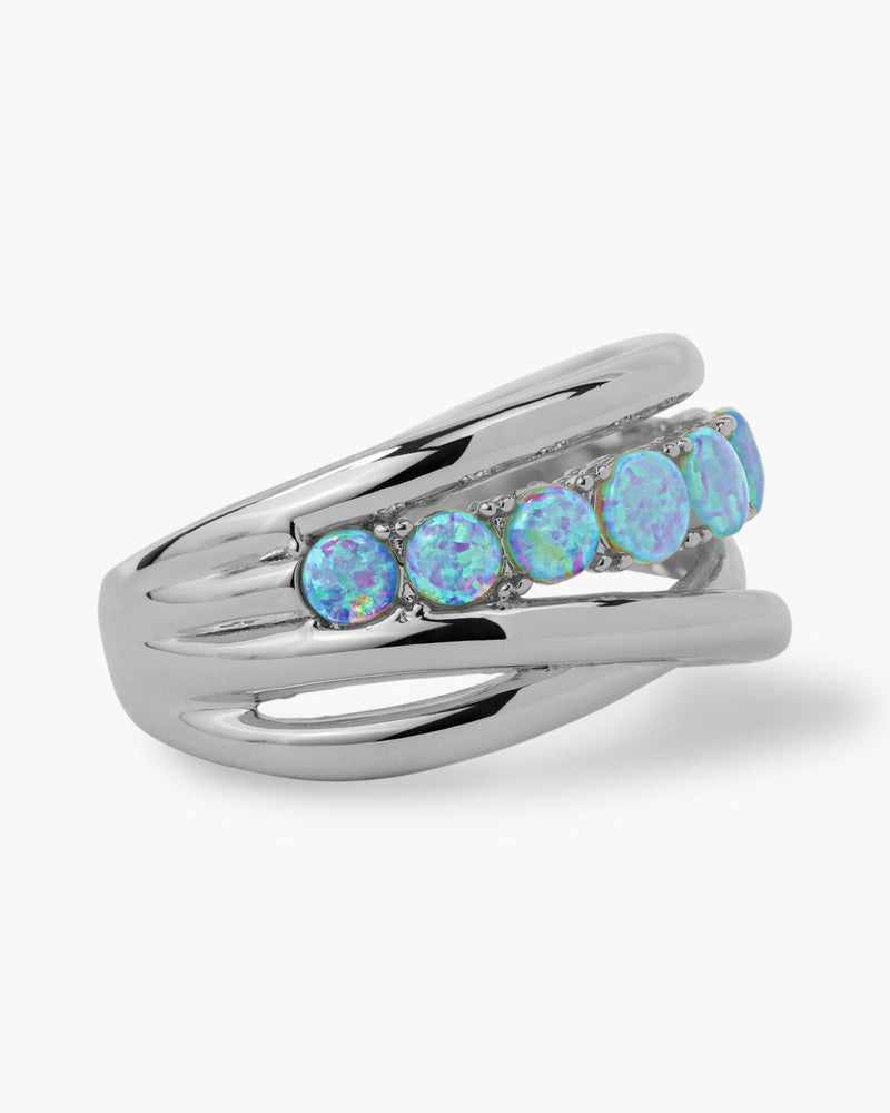 "Oh She Fancy" Stacked Blue Opal Ring - Silver|Blue Opal – Melinda Maria Jewelry