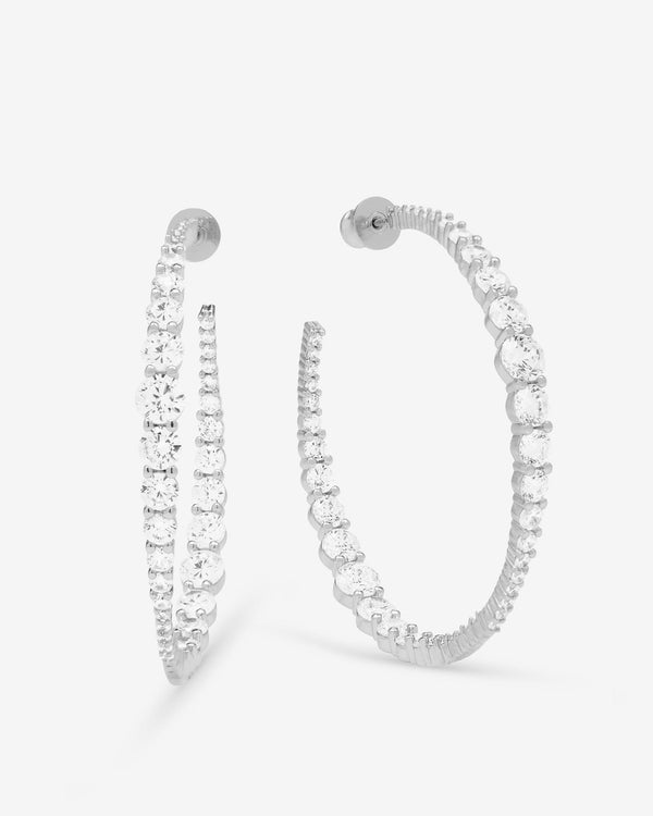 "Oh She Fancy" Graduated Hoops 2" - Gold|White Diamondettes