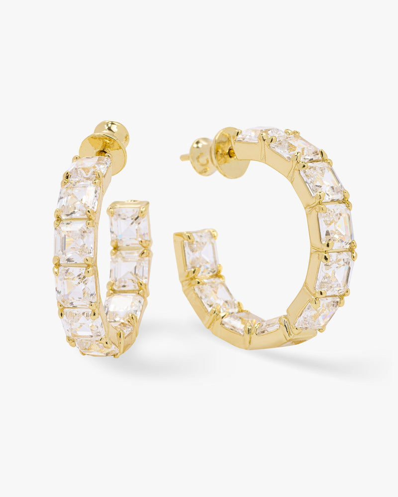 The Queen's Hoops 1" - Gold|White Diamondettes – Melinda Maria Jewelry
