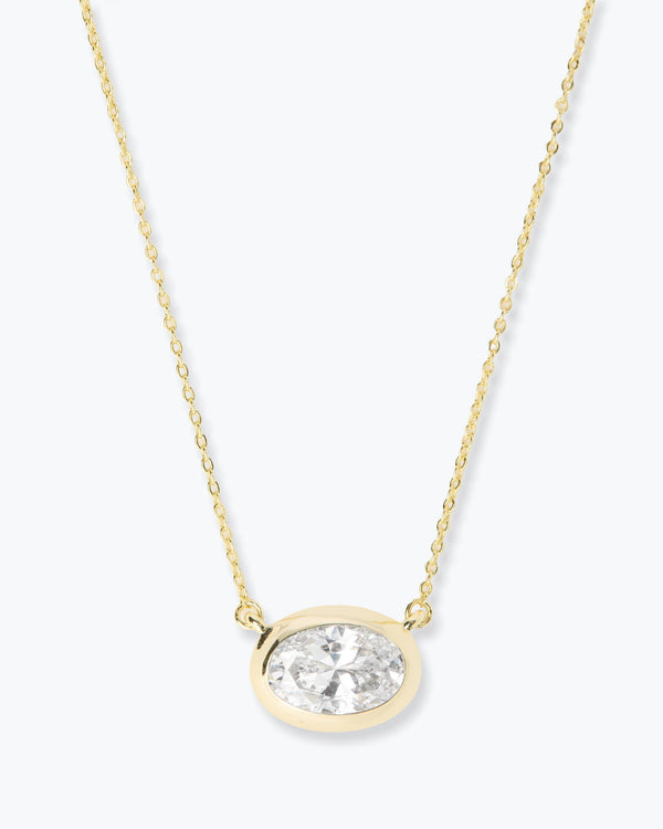 She's a Boss Pendant Necklace - Gold|White Diamondettes