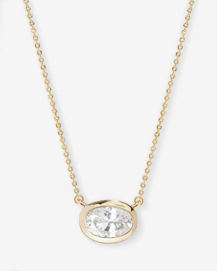 She's a Boss Pendant Necklace - Gold|White Diamondettes