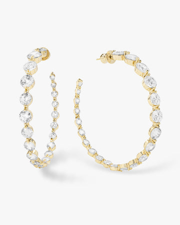 "Oh She Fancy" Graduated Hoops 2" - Gold|White Diamondettes